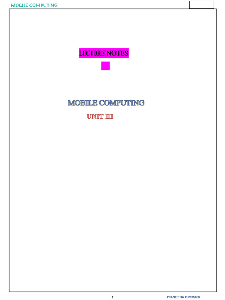 Mobile Computing Unit III | PDF | Wireless Lan | Radio