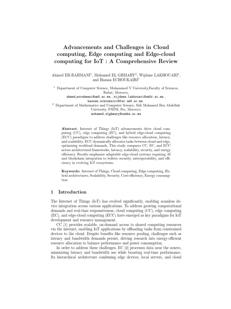 Advancements and Challenges in Cloud | PDF | Internet Of Things | Scalability