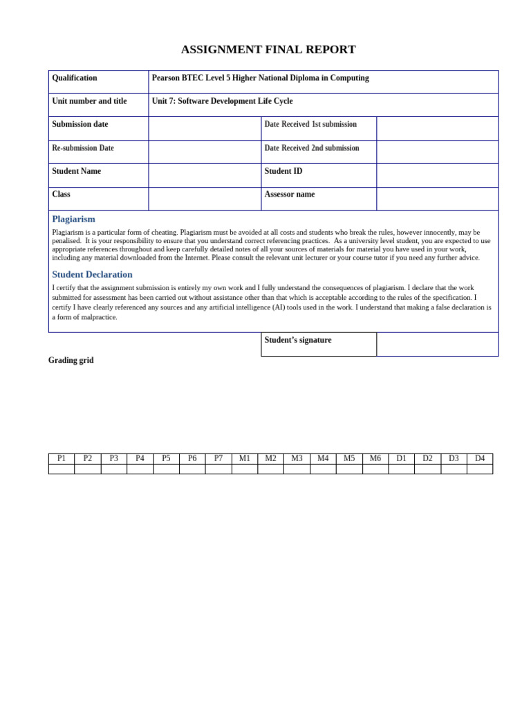 Frontsheet Asm Final Report (Ind) | PDF