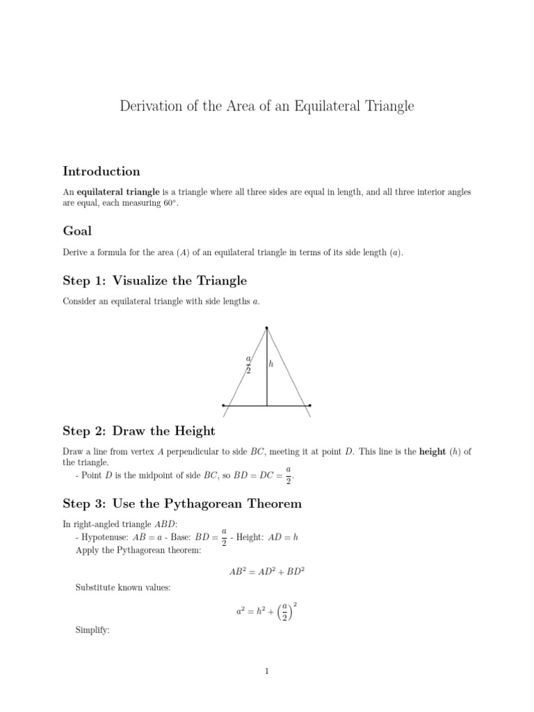 Area Derivation of Equilateral Triangle | PDF | Triangle | Area