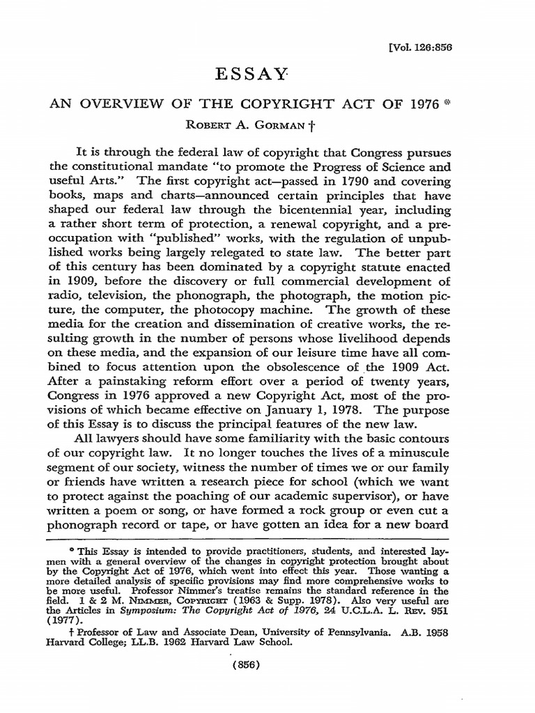Overview of The Copyright Act of 1976 | PDF | Copyright | Copyright Law ...