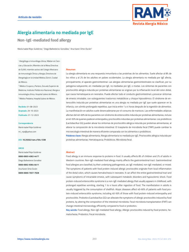 Alergia Alimentaria No Mediada Por IgE | PDF | Citocina | Alergia