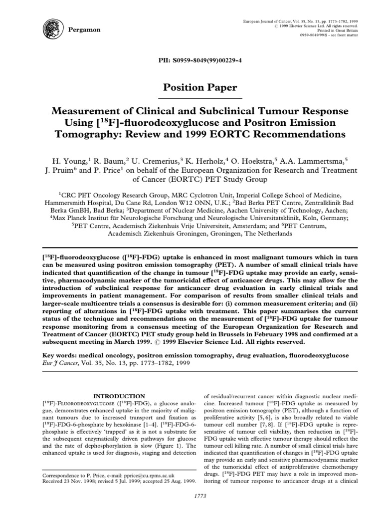 EORTC - 1999 - Meas of Clin and Subclin Tumour Resp Using (18F ...