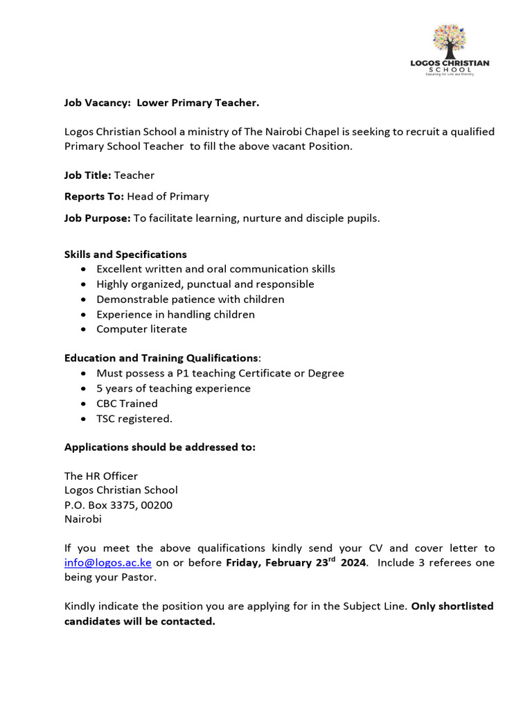 Job Vacancy - Advert | PDF