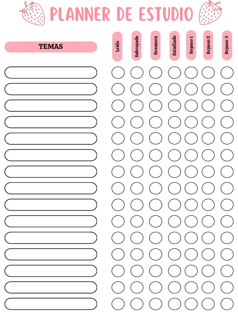 Planner de Estudio y Repasos Efectivos | PDF