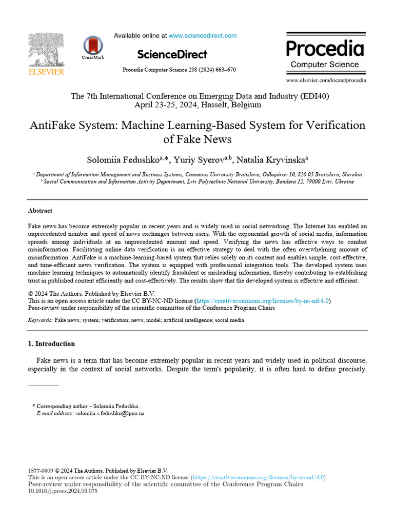 AntiFake System - Machine Learning-Based System For Verification of ...