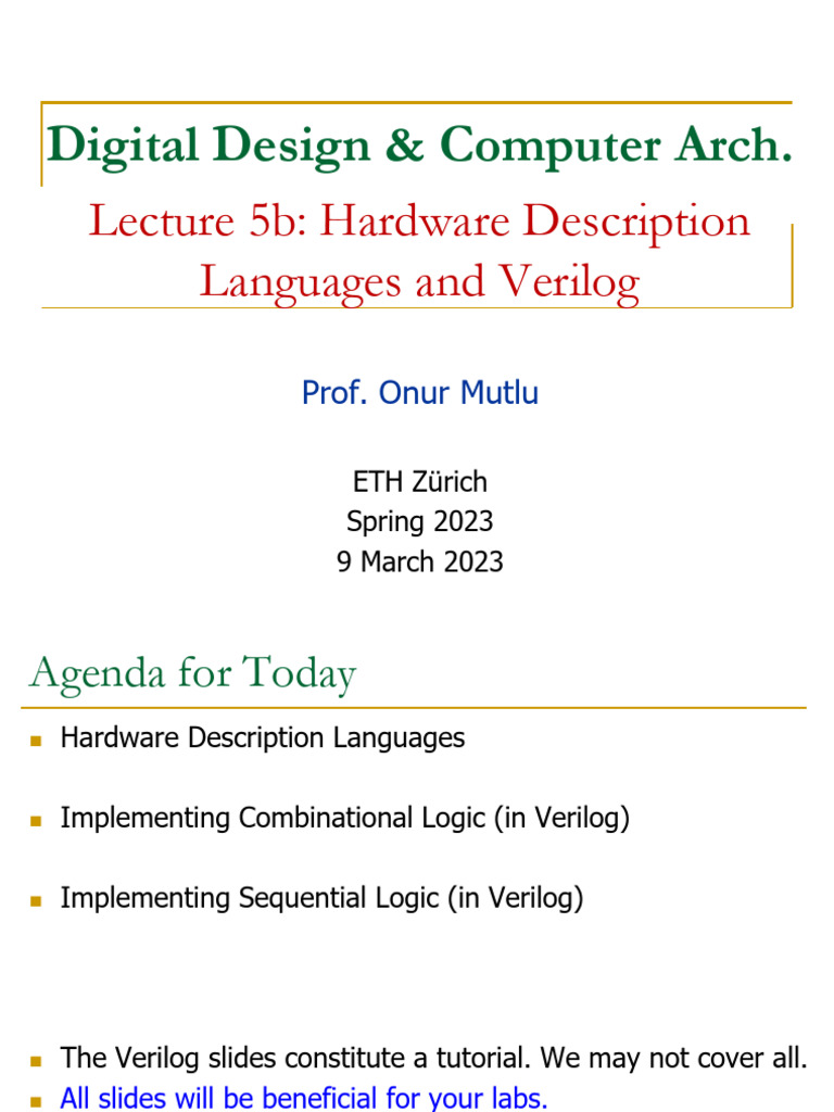 5b HDL Verilog Afterlecture | PDF | Hardware Description Language | Logic Synthesis