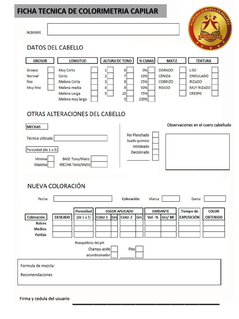 Ficha Tecnica de Colorimetria | PDF