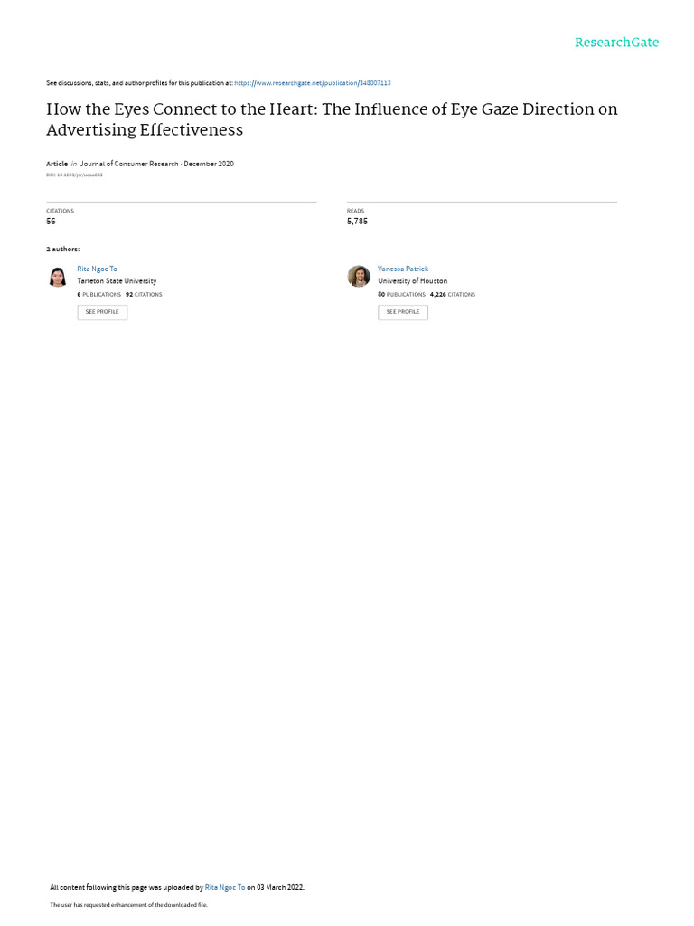 The Influence of Eye Gaze Direction On Advertising Effectiveness | PDF ...