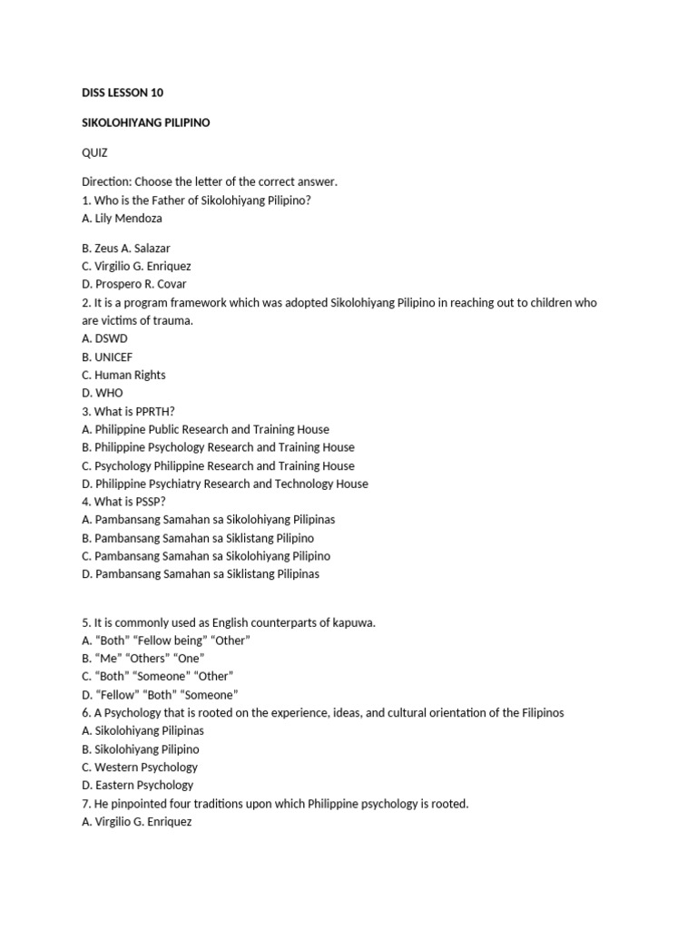 DISS LESSON 10 QUIZ | PDF