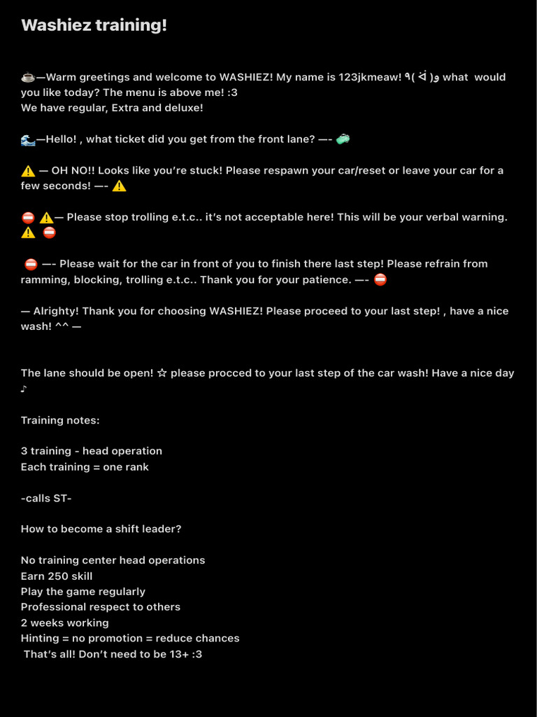 Washiez Car Wash Training Guide | PDF