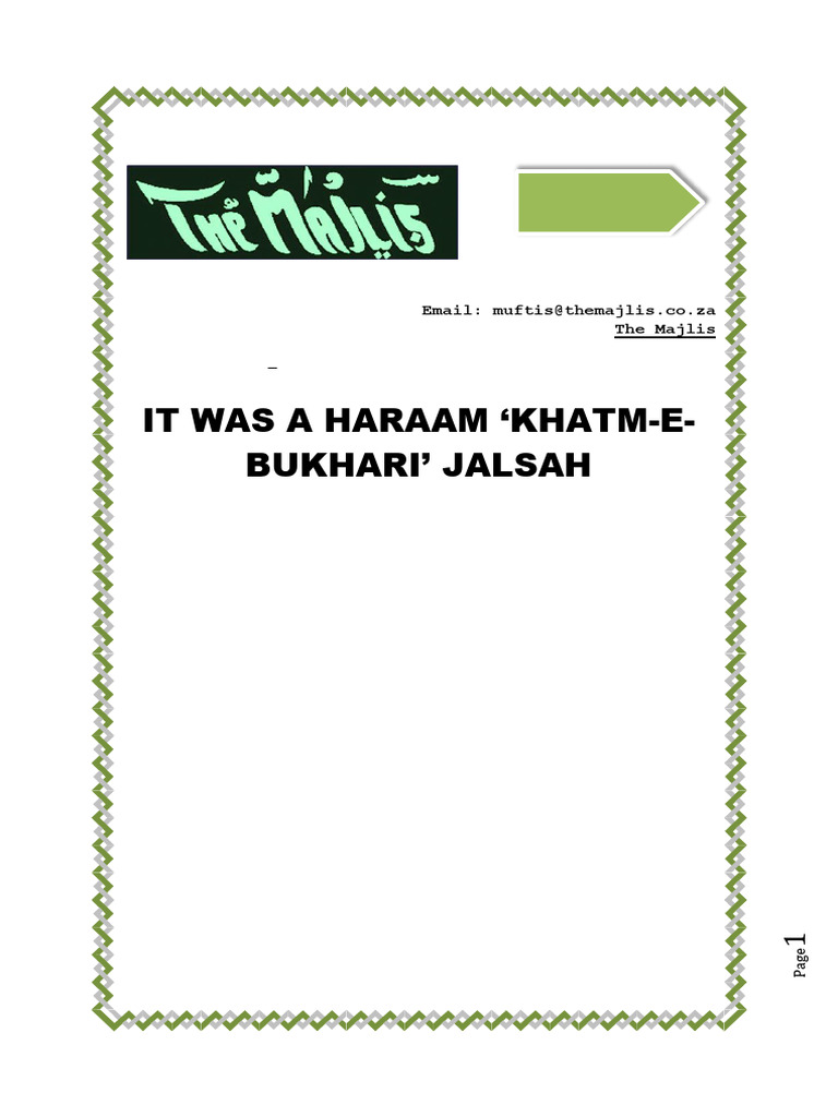 Haraam Practices at Khatm-e-Bukhari Jalsah | PDF | Sharia | Abrahamic ...