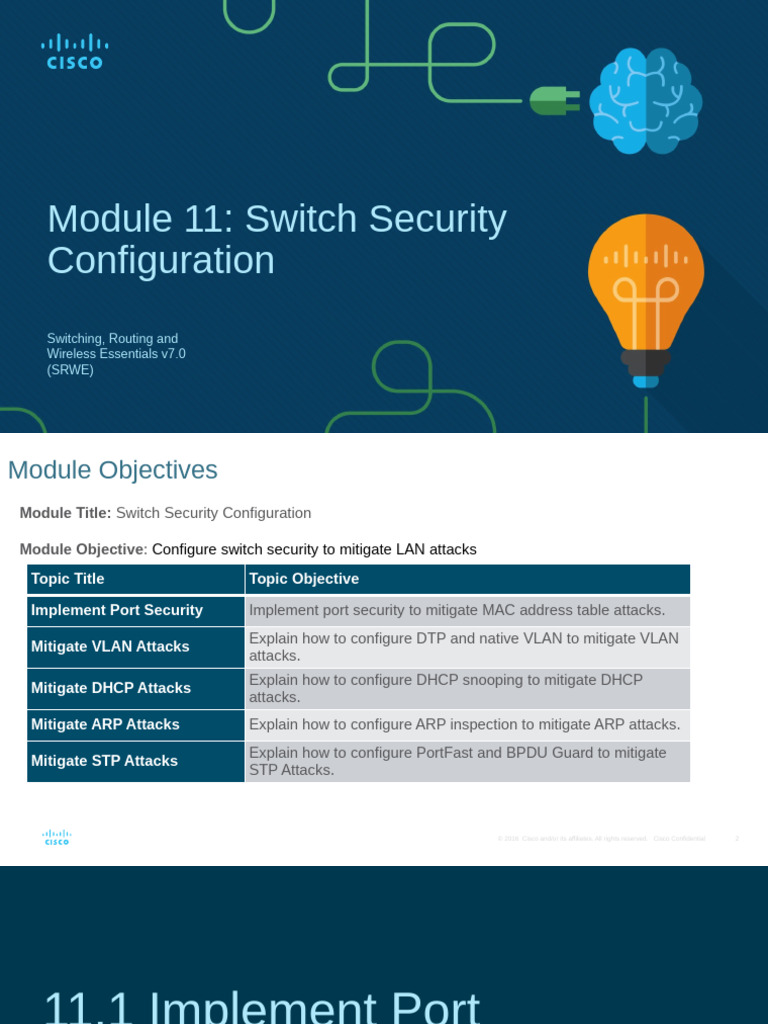 SRWE - Module - 11 - Switch Security Configurations | PDF | Ip Address | Computer Architecture