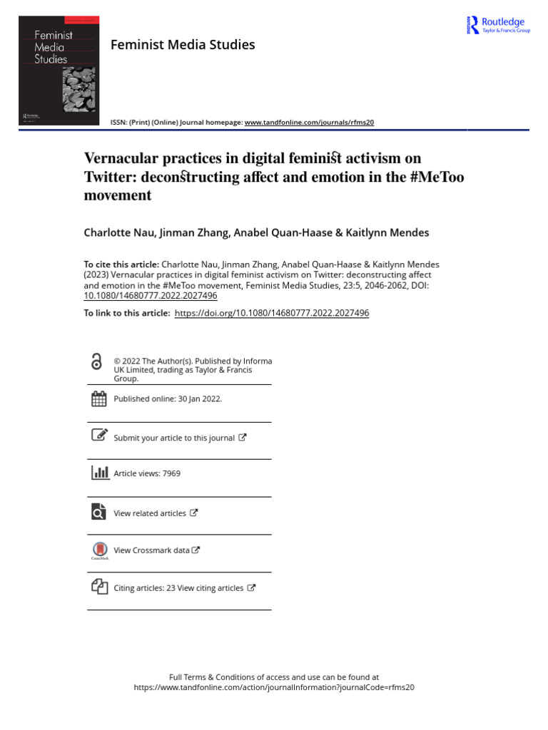 Vernacular practices in digital feminist activism on Twitter ...