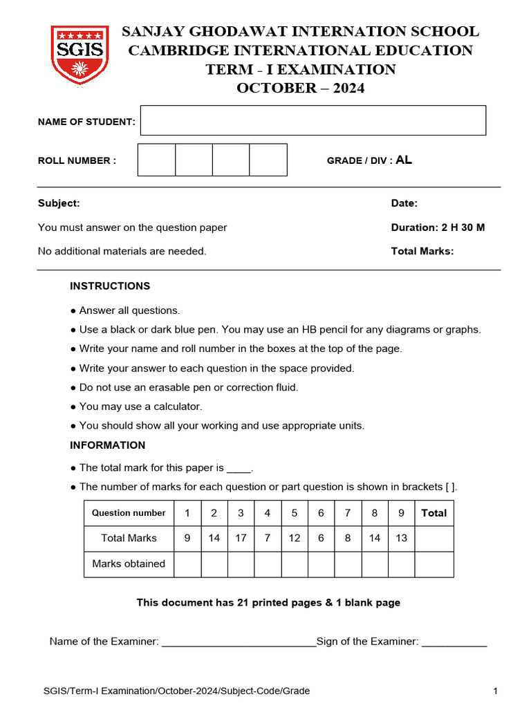 Term-I Exam Instructions 2024 | PDF