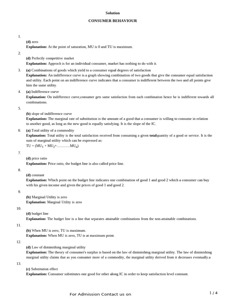 Consumer Behavior and Utility Concepts | PDF | Utility | Marginal Utility