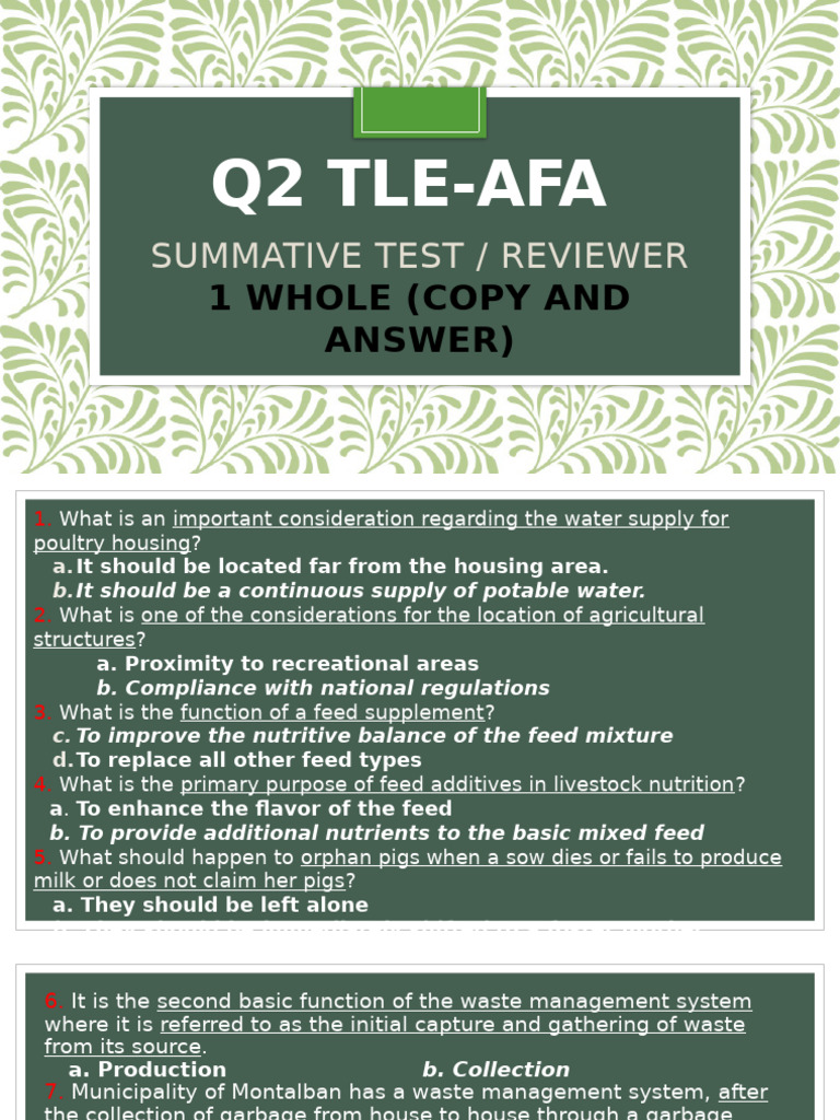 Q2 Tle Afa Summativetest Pdf Compost Agriculture