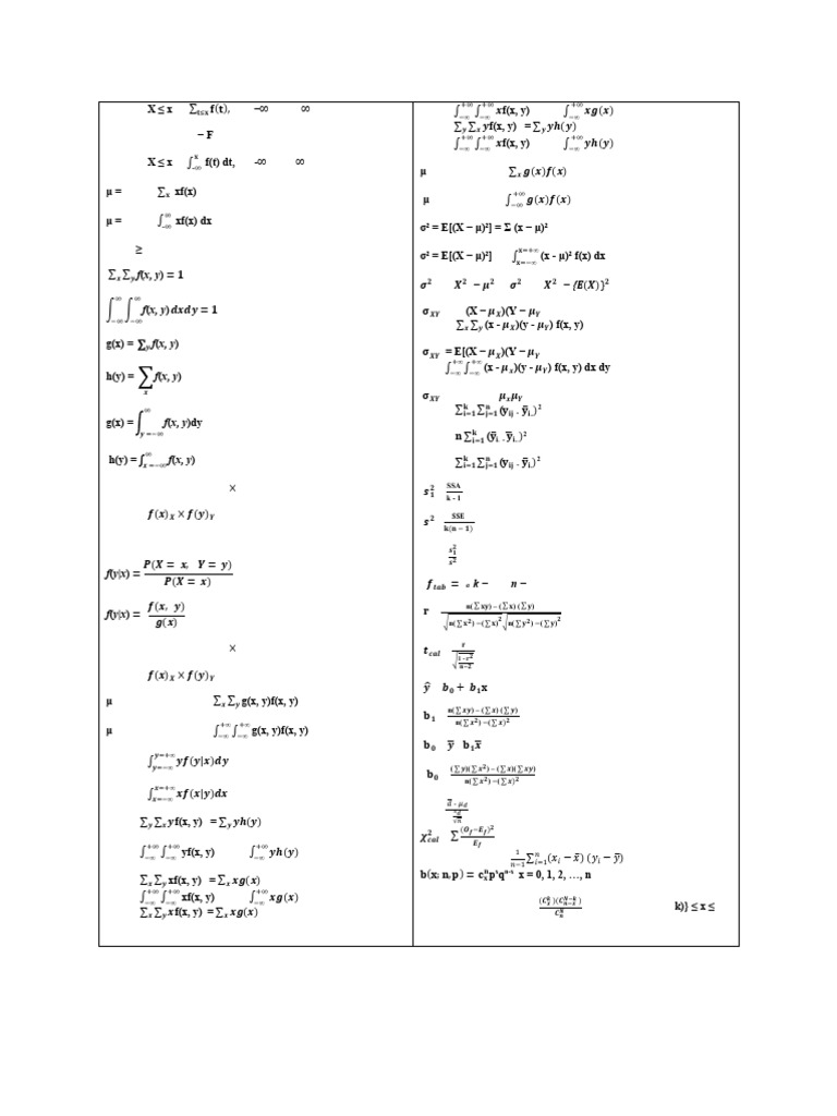 Formulae sheet for Midterm (1) | PDF