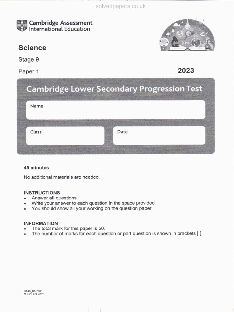 Stage 9 Science P1 2023 Solved | PDF