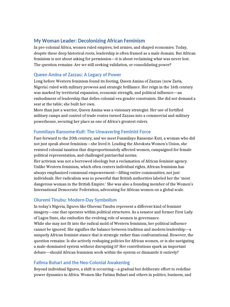 My_Woman_Leader_Decolonizing_African_Feminism | PDF | Gender Studies ...