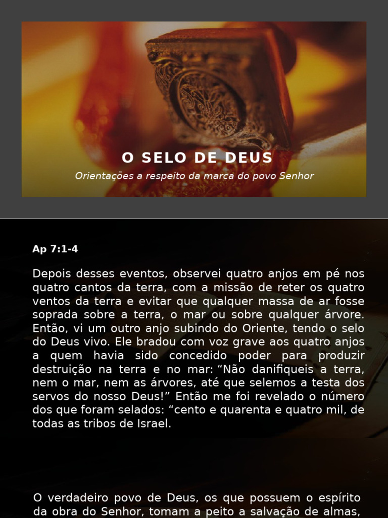 O SELO DE DEUS slide | PDF | Shabat | Anjo