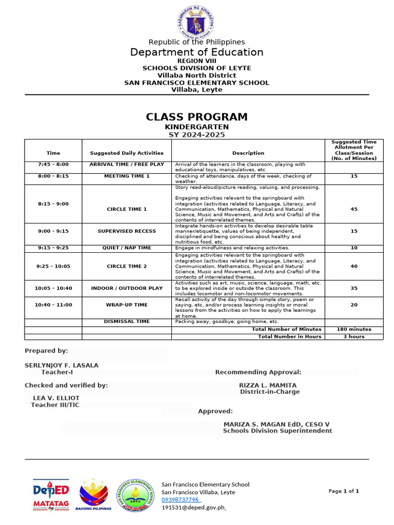 Kinder-MG-CLASS-PROGRAM-TEMPLATE-UNIFIED- | PDF | Behavior Modification ...