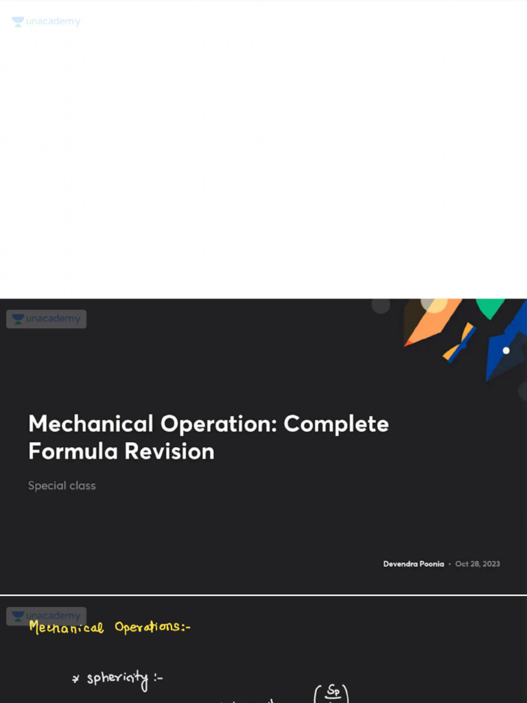 Mechanical Operation Complete Formula Revision With Anno | PDF