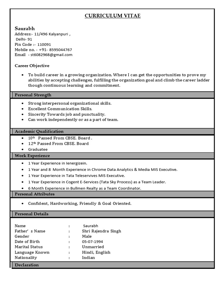 Saurabh Singh CV | PDF