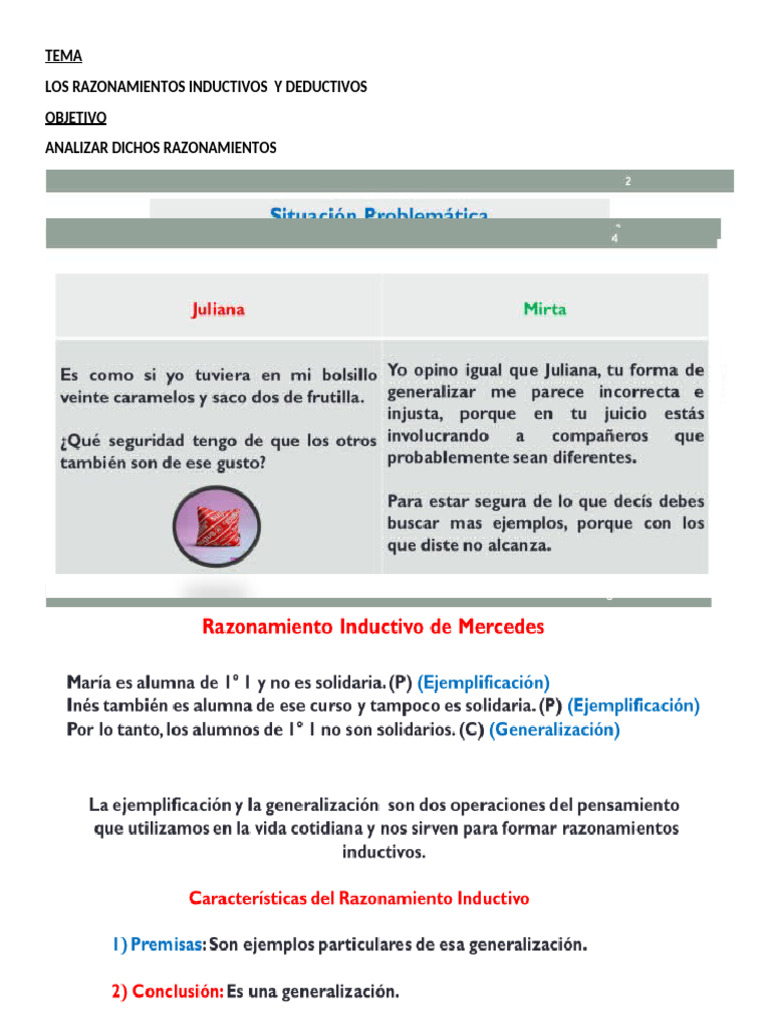 1 Año Clase 4 2T Razonamiento Inductivo Deductivo | PDF