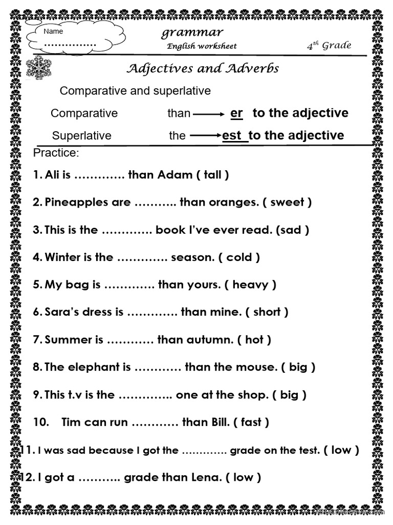 Comparative and Superlative - Extra Worksheet 2 (3) | PDF