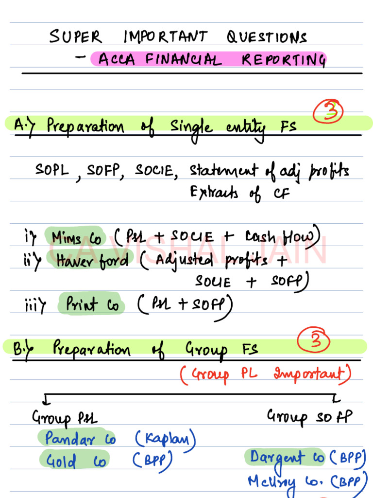 ACCA FR Section C Key Questions | PDF