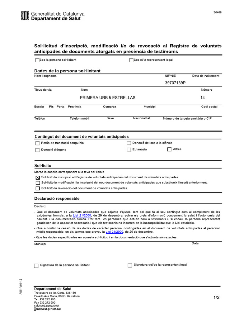 Sol. Inscripció Al RVA | PDF