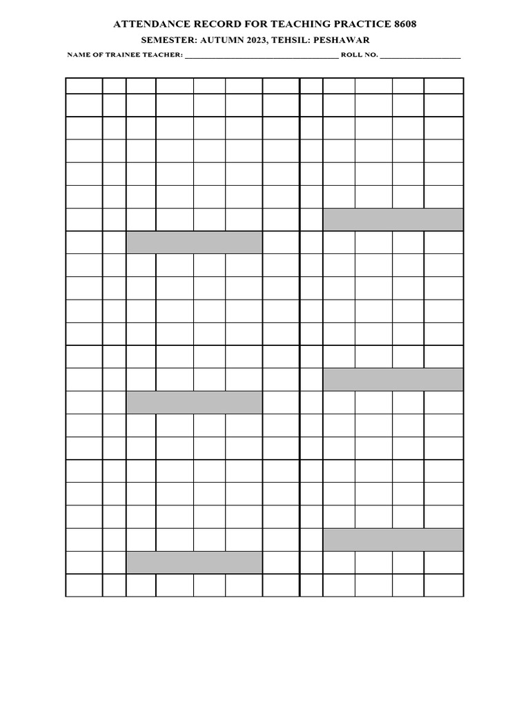 Attendance Sheet teaching practice 8608 (1) | PDF