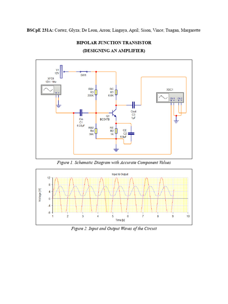 BJT Amplifier Schematic Diagram | PDF