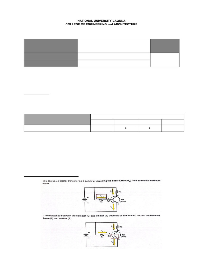 Ecelx1l Experiment8 PNP Transistor Current Control | PDF | Bipolar ...