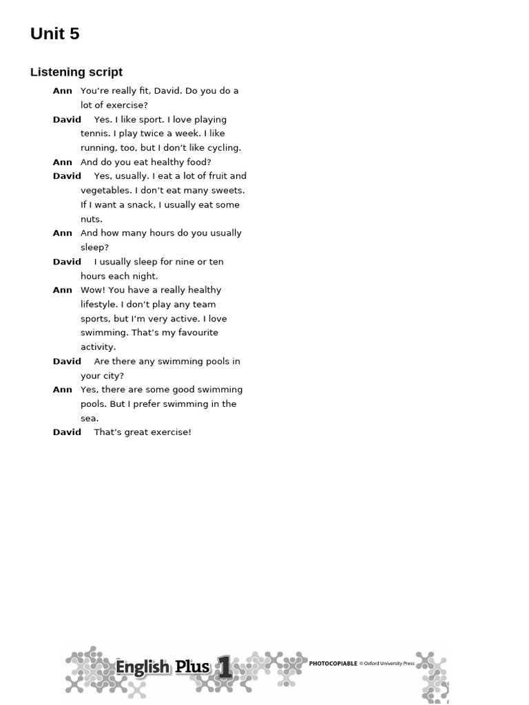 Unit 5 Listening Script | PDF