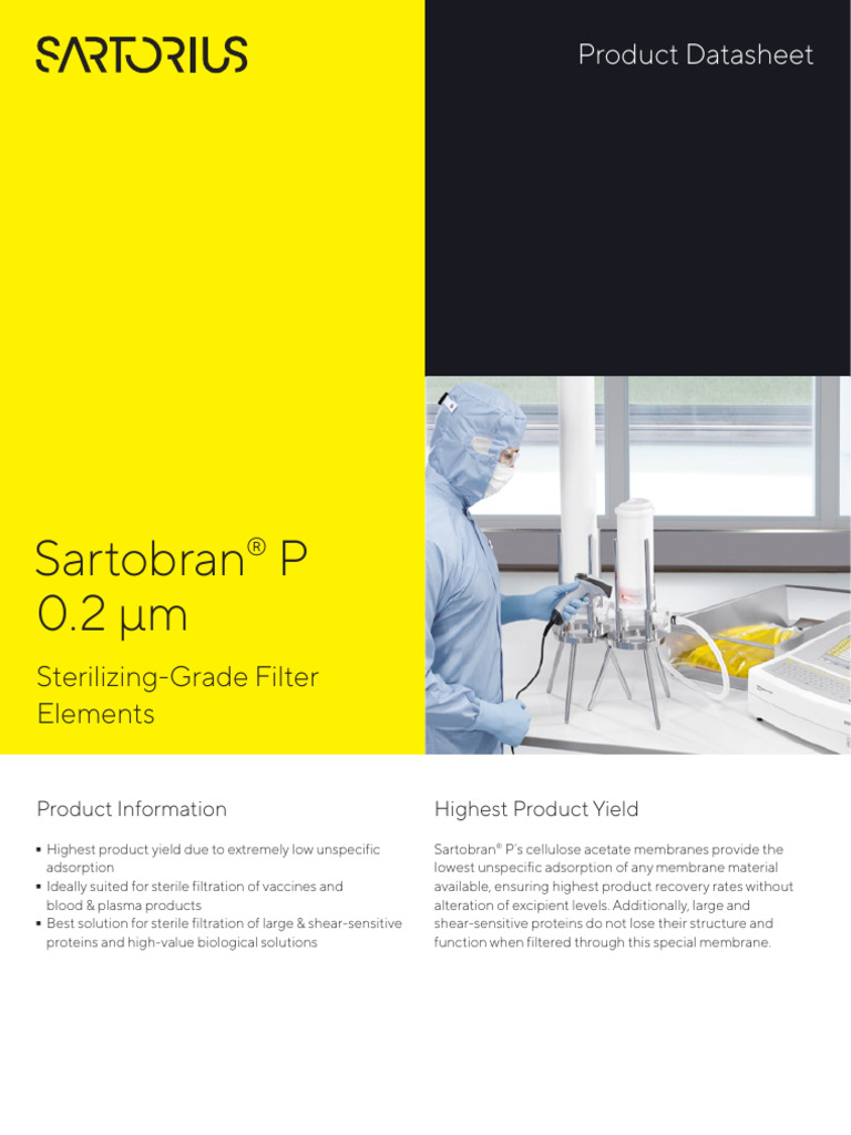 SartobranP Datasheet en B 2791831 Sartorius | PDF | Filtration | Sterilization (Microbiology)