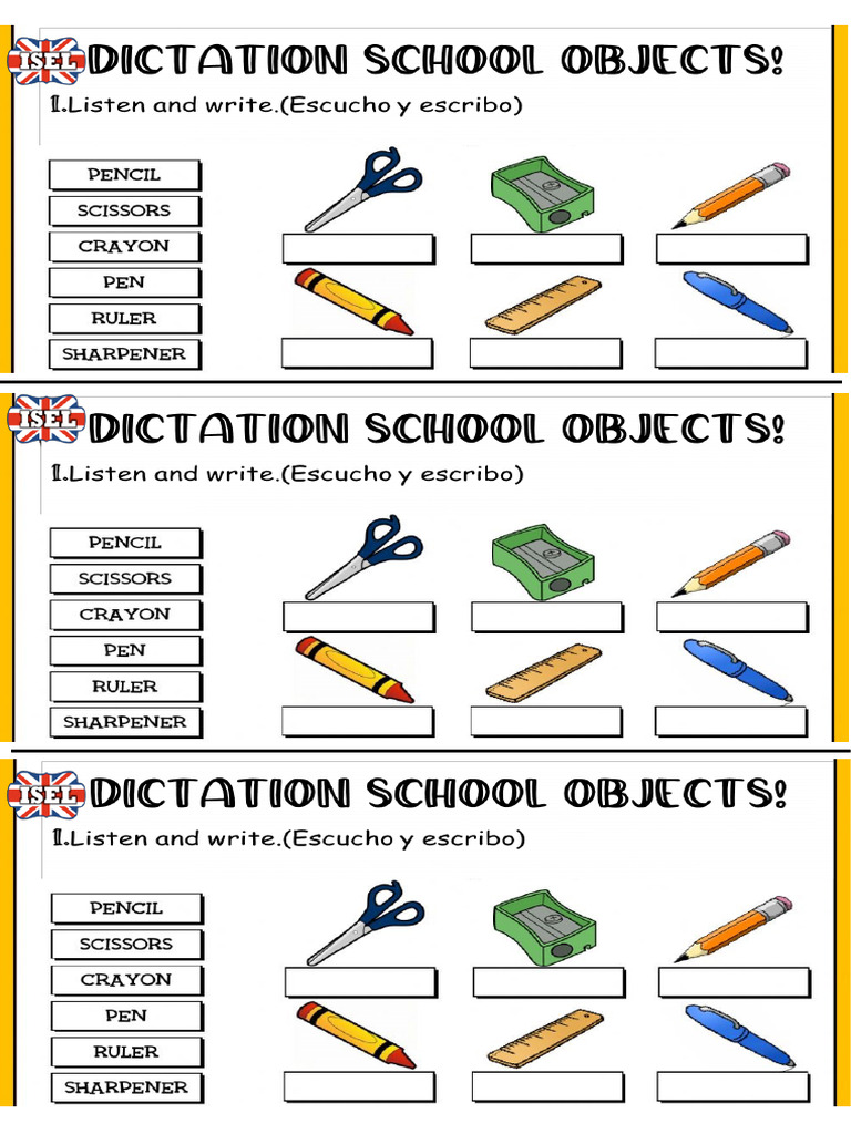 Dictation School Objects | PDF