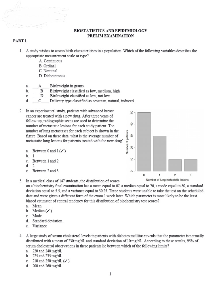 Prelim Examination - Biostat | PDF | Cohort Study | Body Mass Index