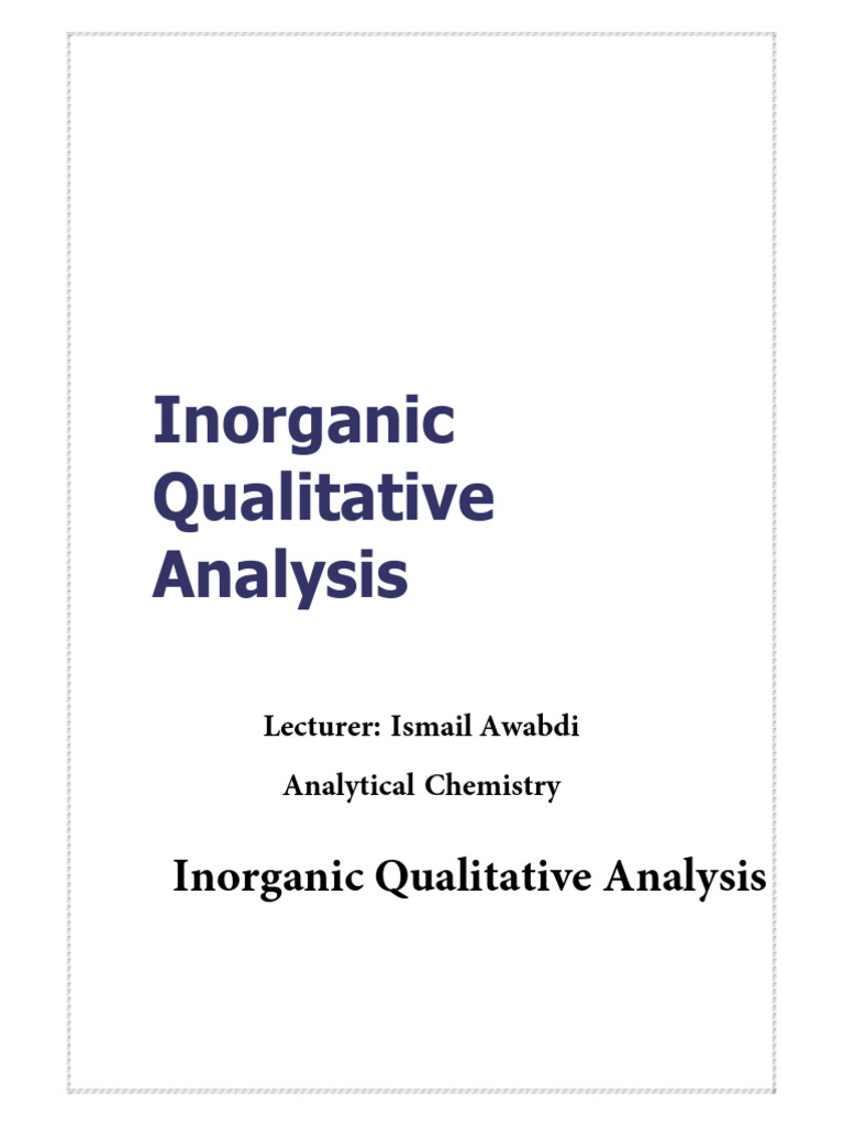 Inorganic Qualitative Analysis | PDF | Salt (Chemistry) | Ammonium