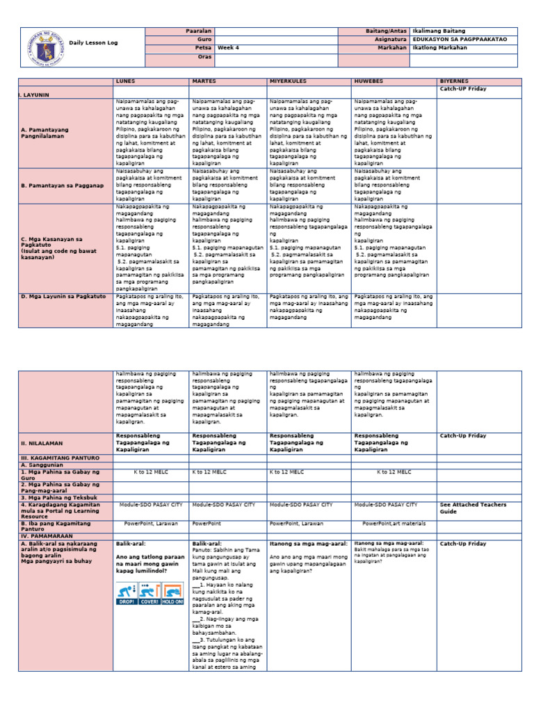 DLL Week 4-Q3 Esp | PDF