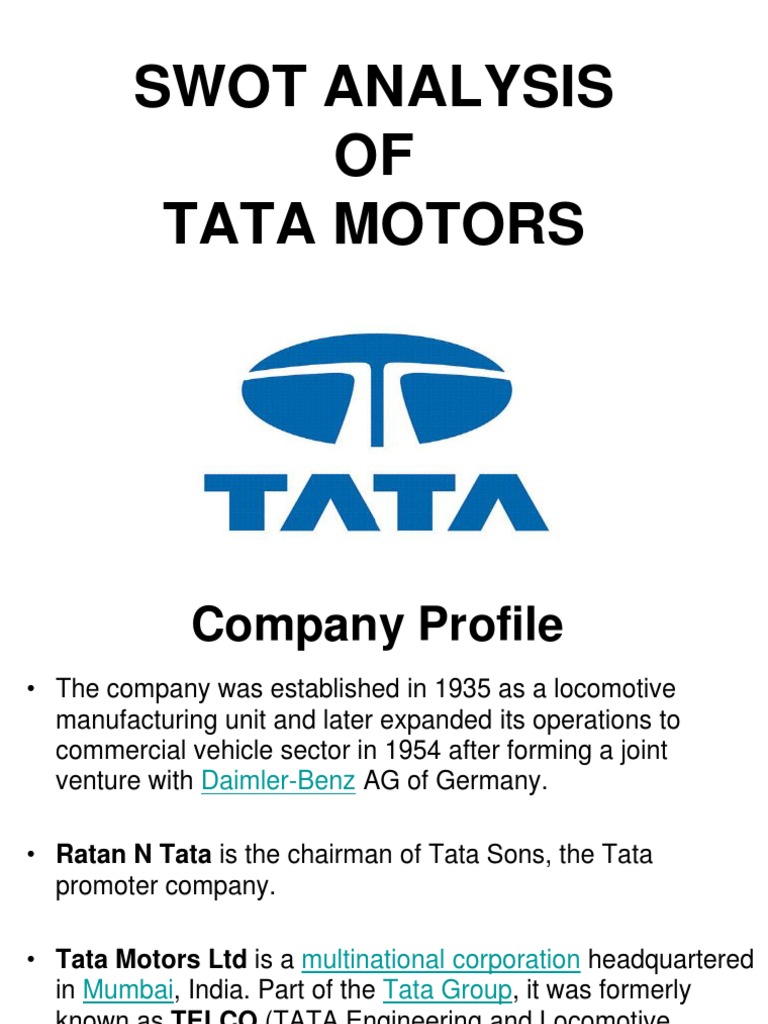 Swot Analysis Tata Motors | Automotive Industry | Land Vehicles