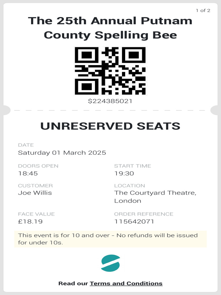 25th Annual Spelling Bee Tickets | PDF