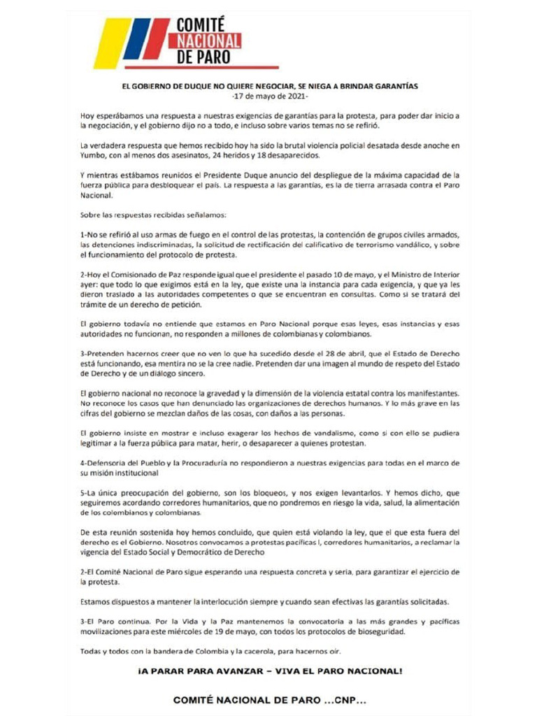 acta de paro 18 de mayo | PDF