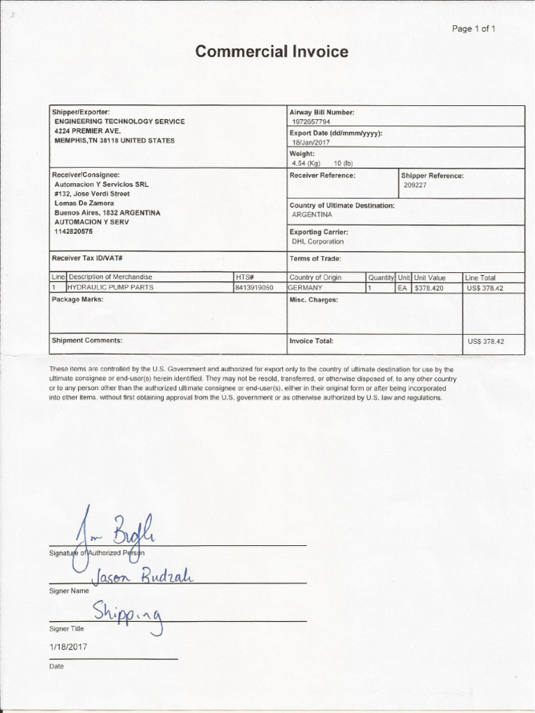 Factura Engineering Technology Services 18-01-17 | PDF
