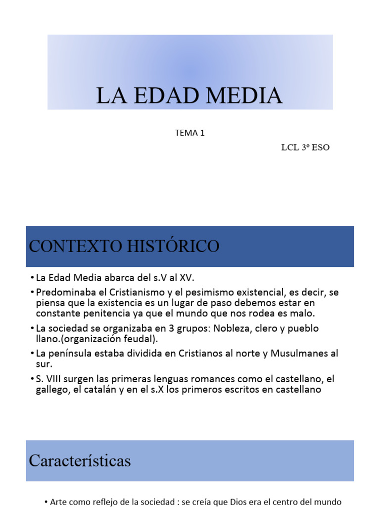 La Edad Media: Tema 1 | PDF