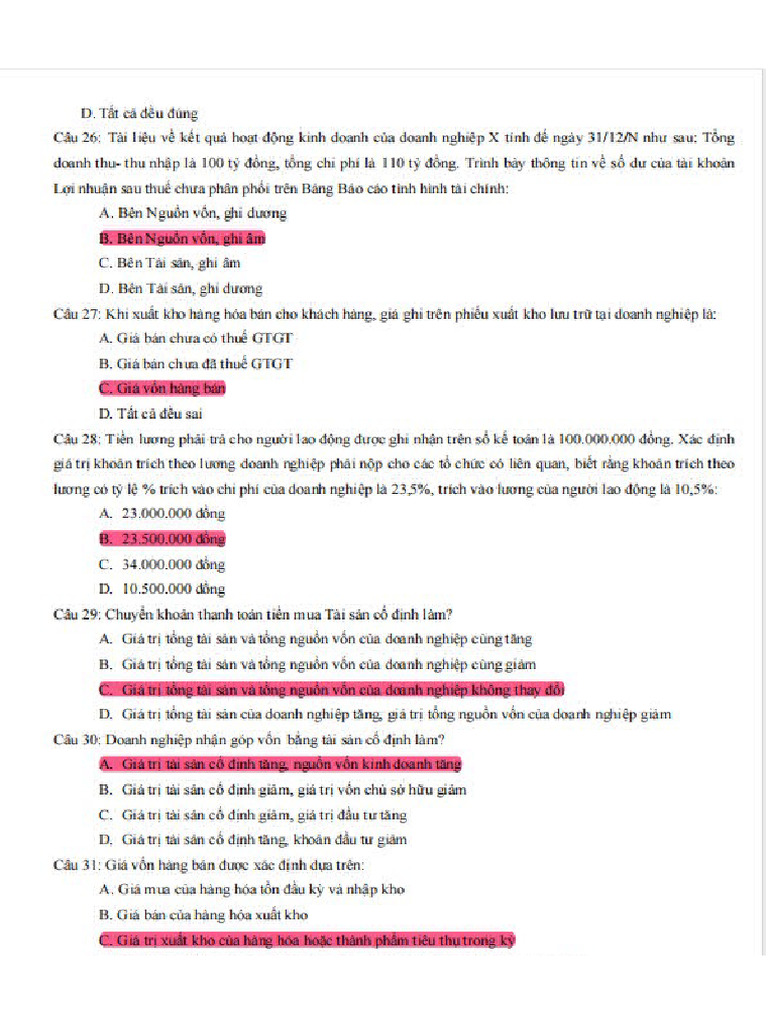 Trắc Nghiệm NLKT 4 | PDF