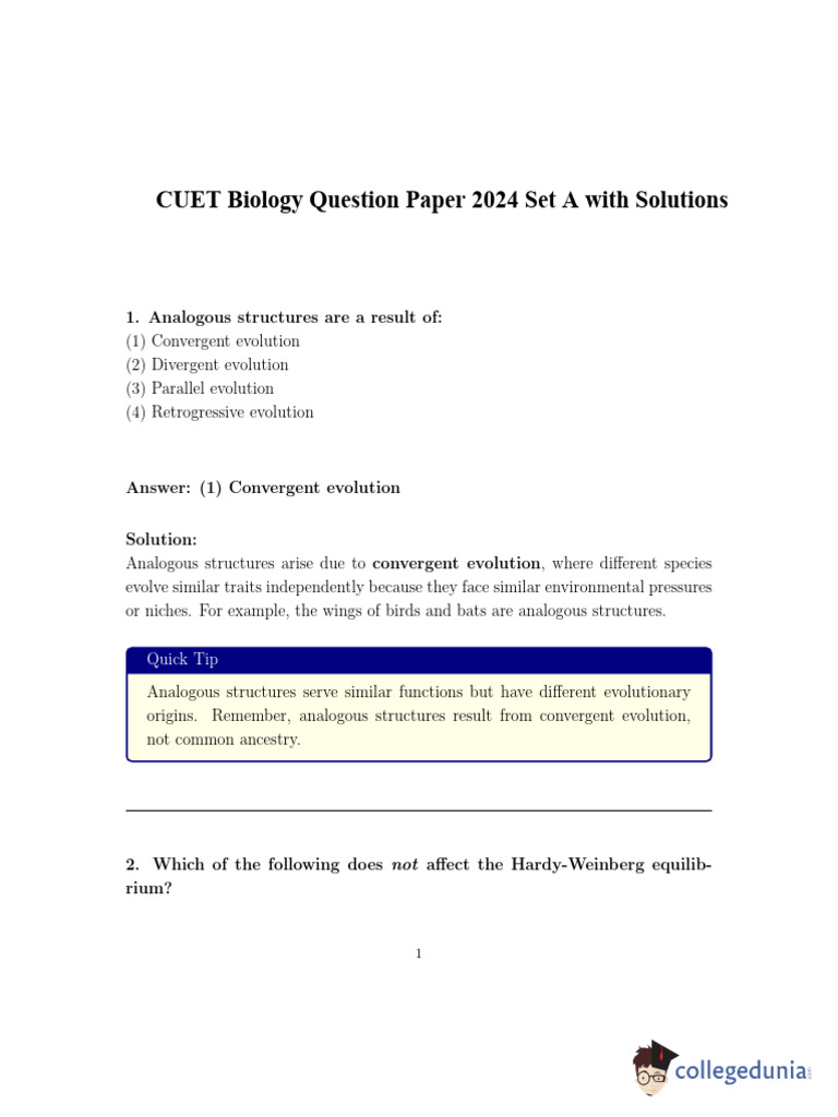 CUET 2024 Biology Question Paper Set A | PDF | Histone | Nucleotides