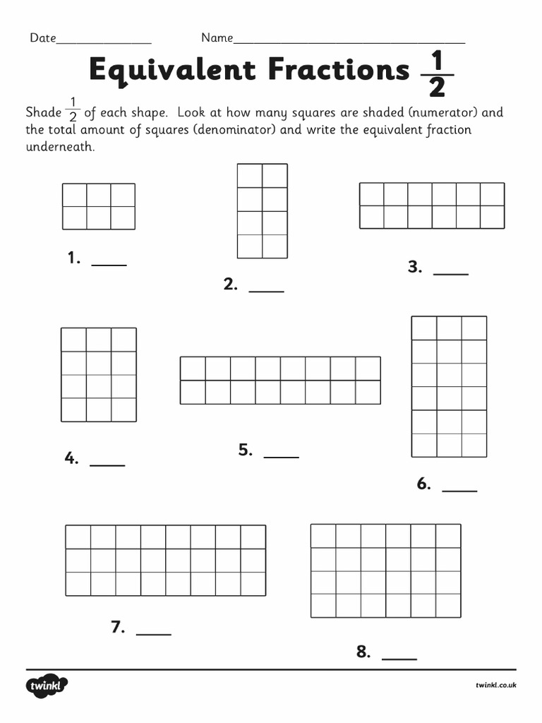 Equivalent Fractions Worksheet | PDF