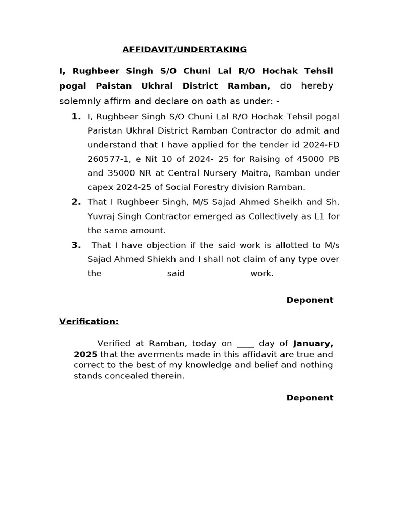 AFFIDAVIT For CASTE | PDF